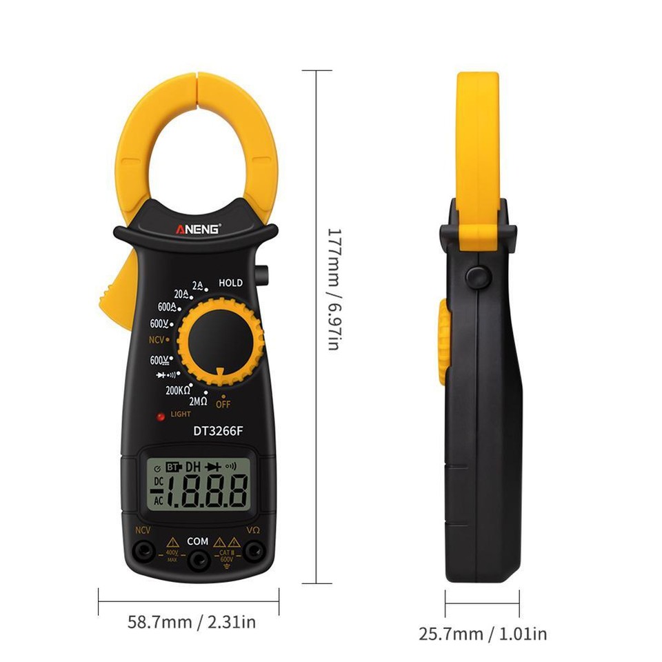 ANENG DT-3266F Digital Amper Clamp Meter Multimeter NCV Current Clamp ...