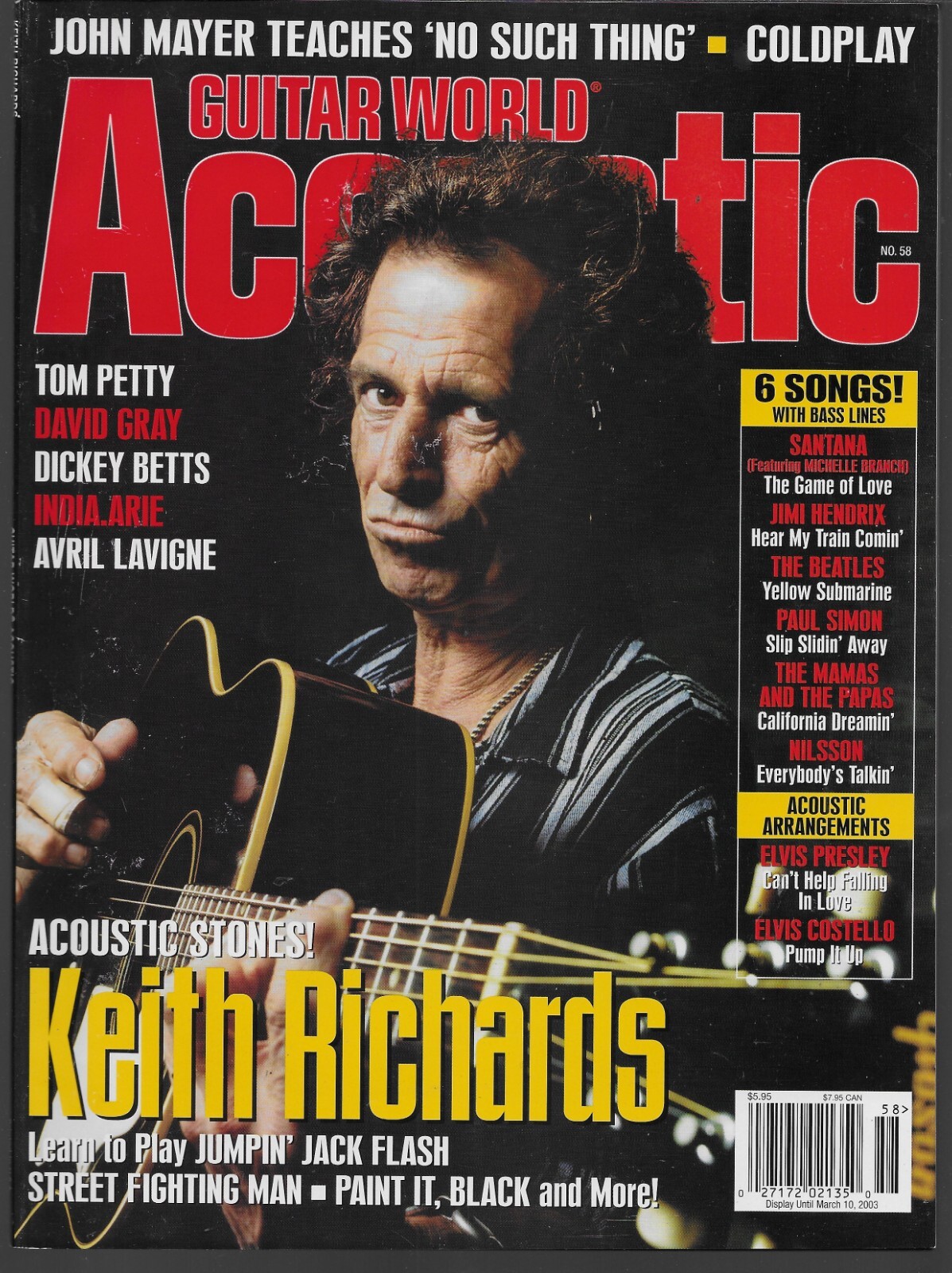 Guitar World Acoustic featuring Keith Richards, Petty XLT Condition! | eBay