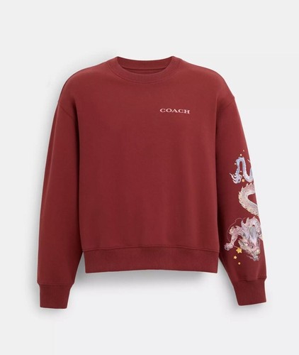 NWT COACH Women’s Lunar New Year Crewneck Dragon Chinese Asian Red XS ...