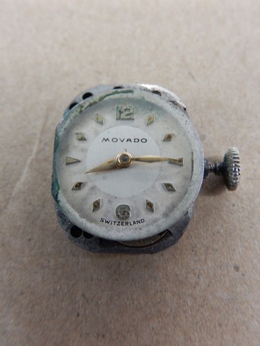 MOVADO 17J MOVEMENT WITH FACE + HANDS **NOT RUNNING** AS-IS PARTS OR ...