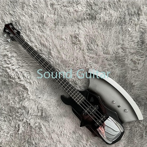 New Axe Shape Bass Guitar 4 String Electric Guitar Solid Body Chrome ...