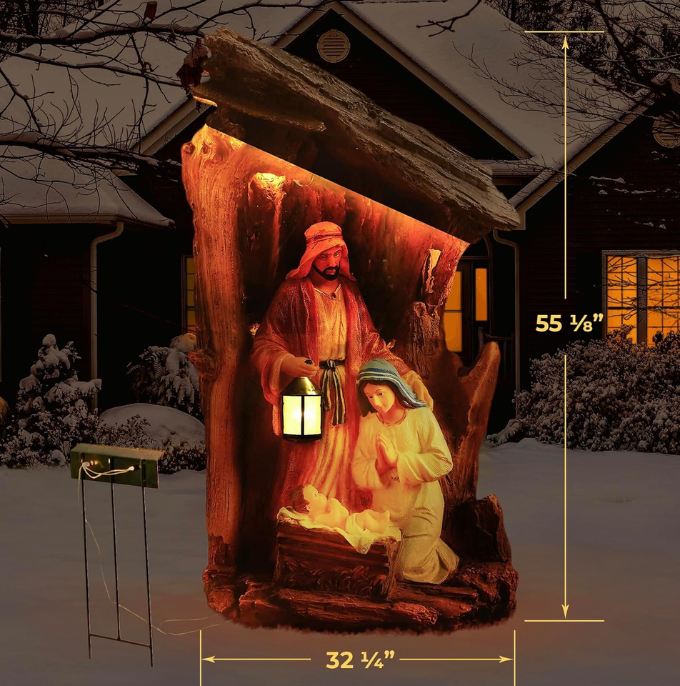 Christmas Outdoor Nativity Scene - 55" Life-Like Scene of the Holy ...