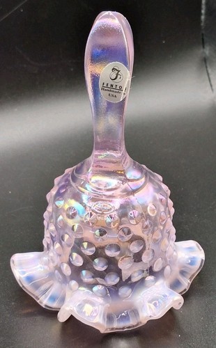 Fenton Pink Chiffon Opalescent Carnival Hobnail Bell | eBay
