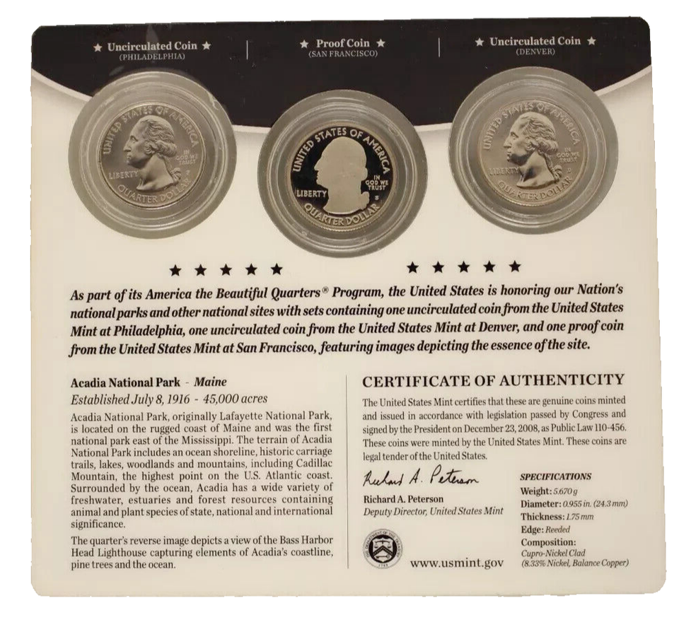 2012 America The Beautiful Quarters Three Coin Set - Acadia | eBay