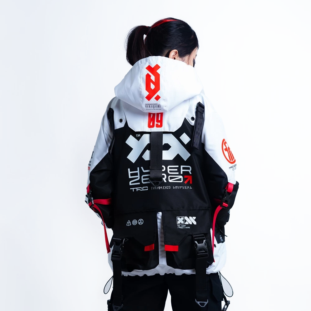 Windproof Japanese Techwear Parka Jacket - HYPER ZERO TECHRACER - WHITE | eBay