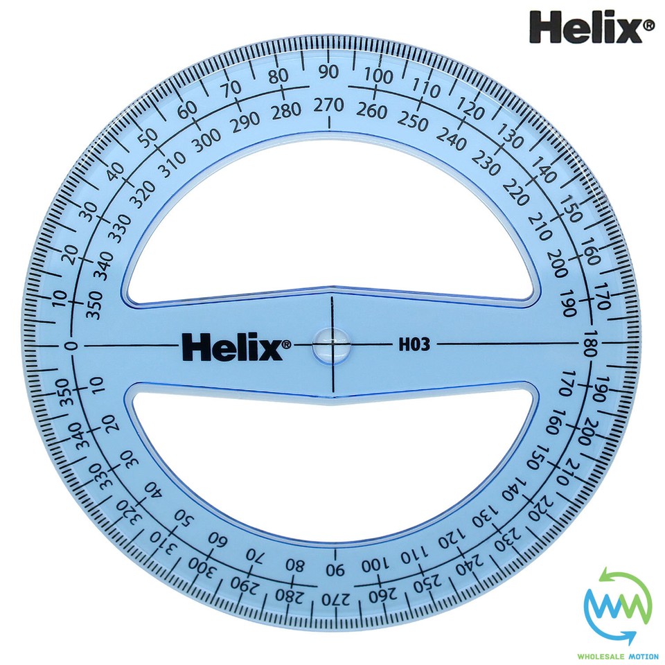 2 x HELIX 360 Degree Protractors CLEAR School Exam Protractor ANGLE ...
