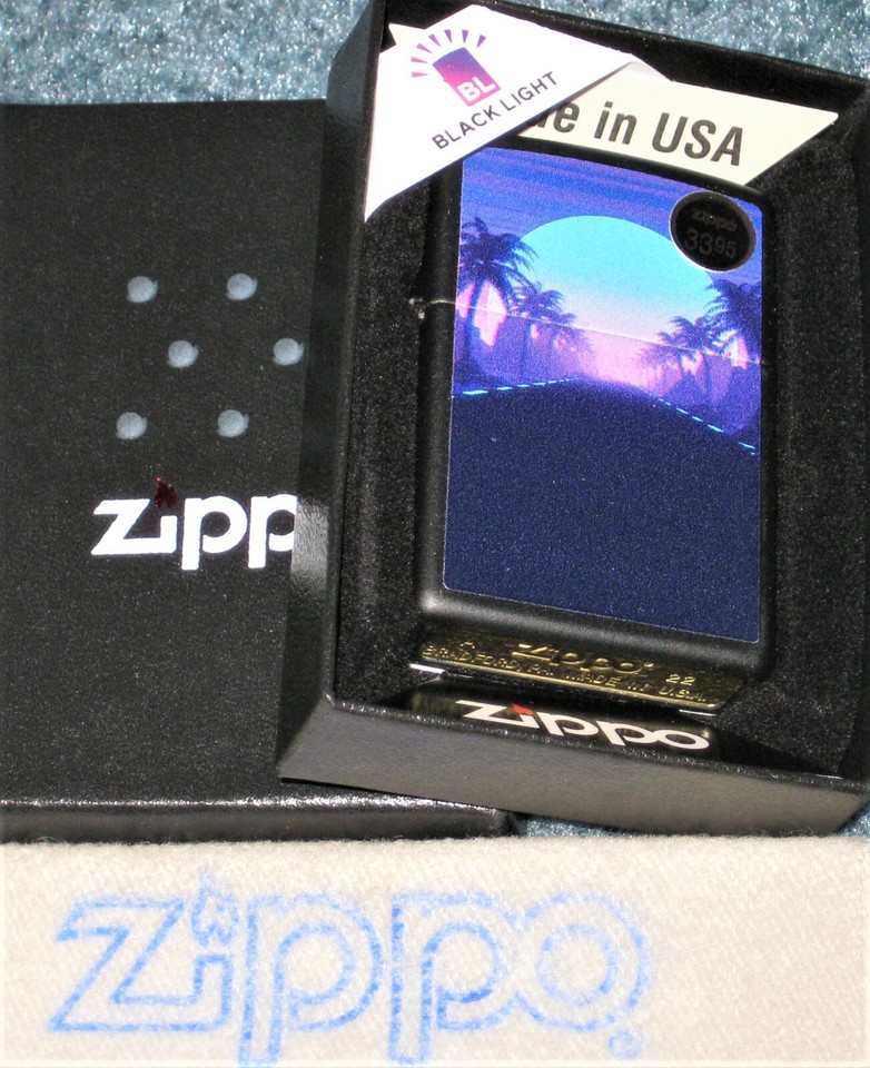 ZIPPO BLACK LIGHT DESIGN Lighter SUNSET 49809 Mint In Box SEALED New ...