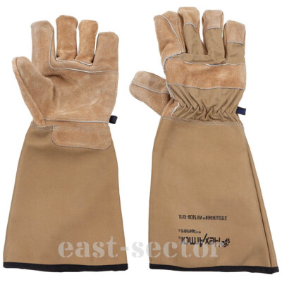 Leather Barbed Wire Razor Spikes Handler Gloves HexArmor Steelleather ...