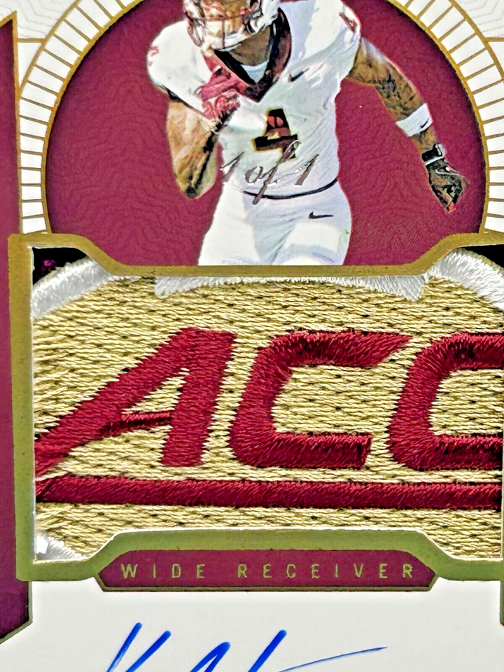 Keon Coleman 2024 National Treasures Collegiate ACC Patch Auto Bills 1/ ...