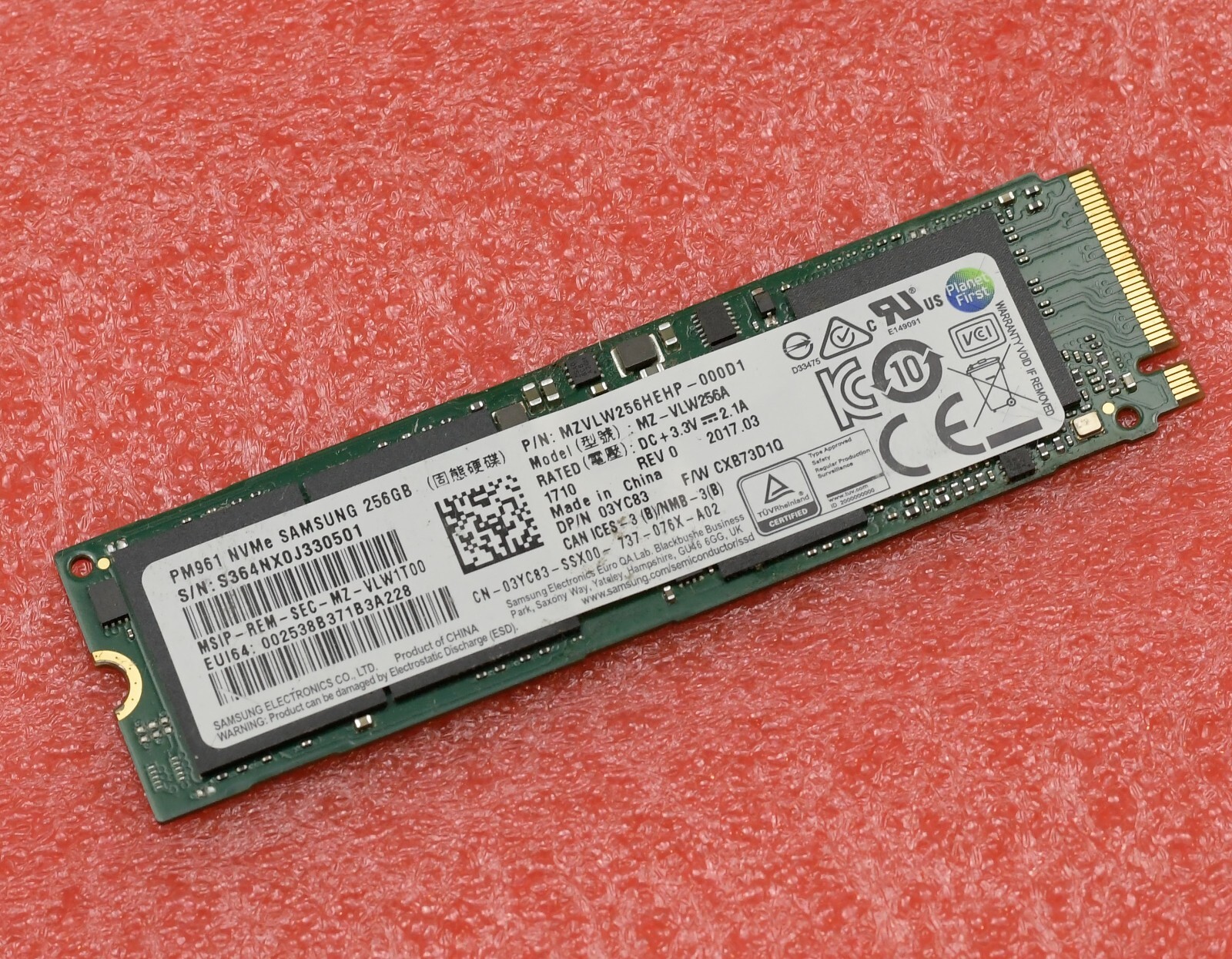 Samsung 256GB NVMe M.2 SSD Stick Solid State Drive MZVLW256HEHP-000D1 ...