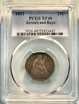 1853 25c Seated Liberty Quarter PCGS XF40 Semi-Key Date US Coin Extra ...