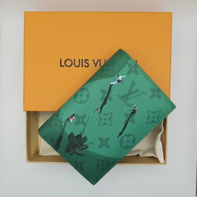 Louis Vuitton Golf Green Leather Passport Cover LV Card Holder with Box ...
