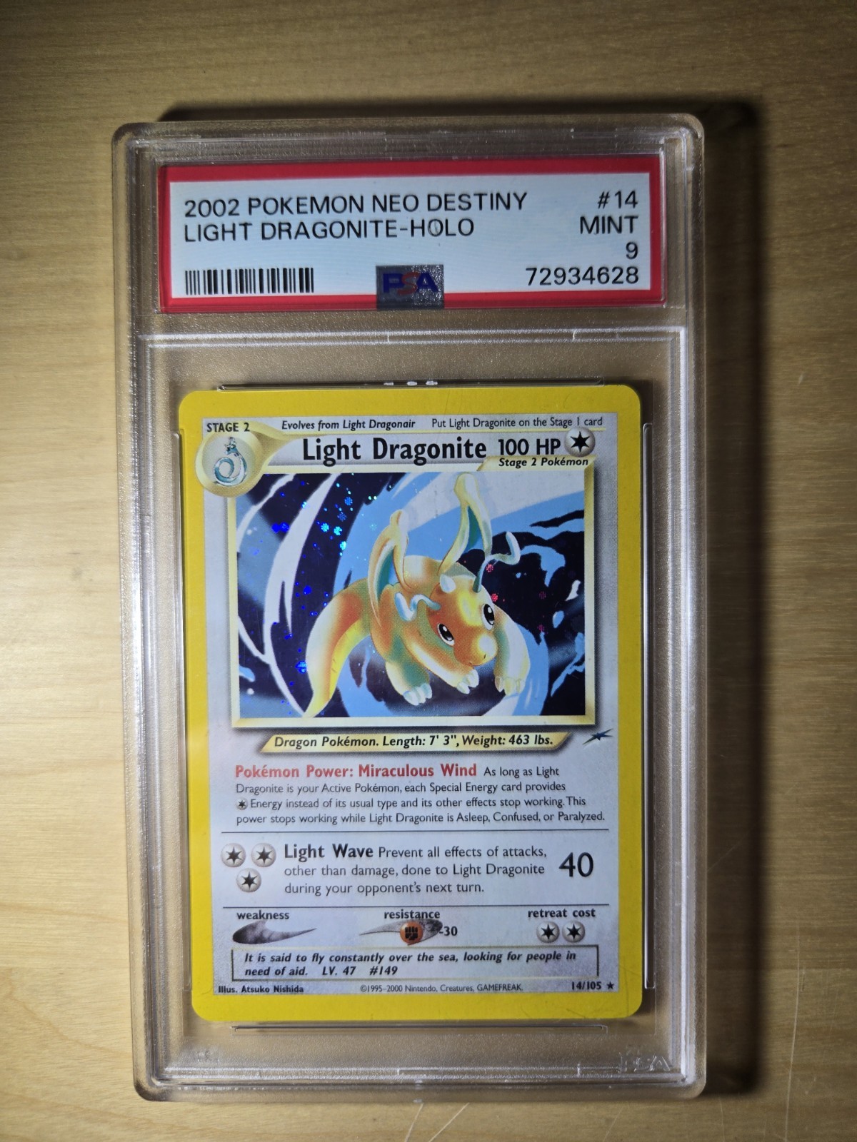 PSA 9 Light Dragonite Holo Rare MINT #14 Neo Destiny 2002 112807816 | eBay