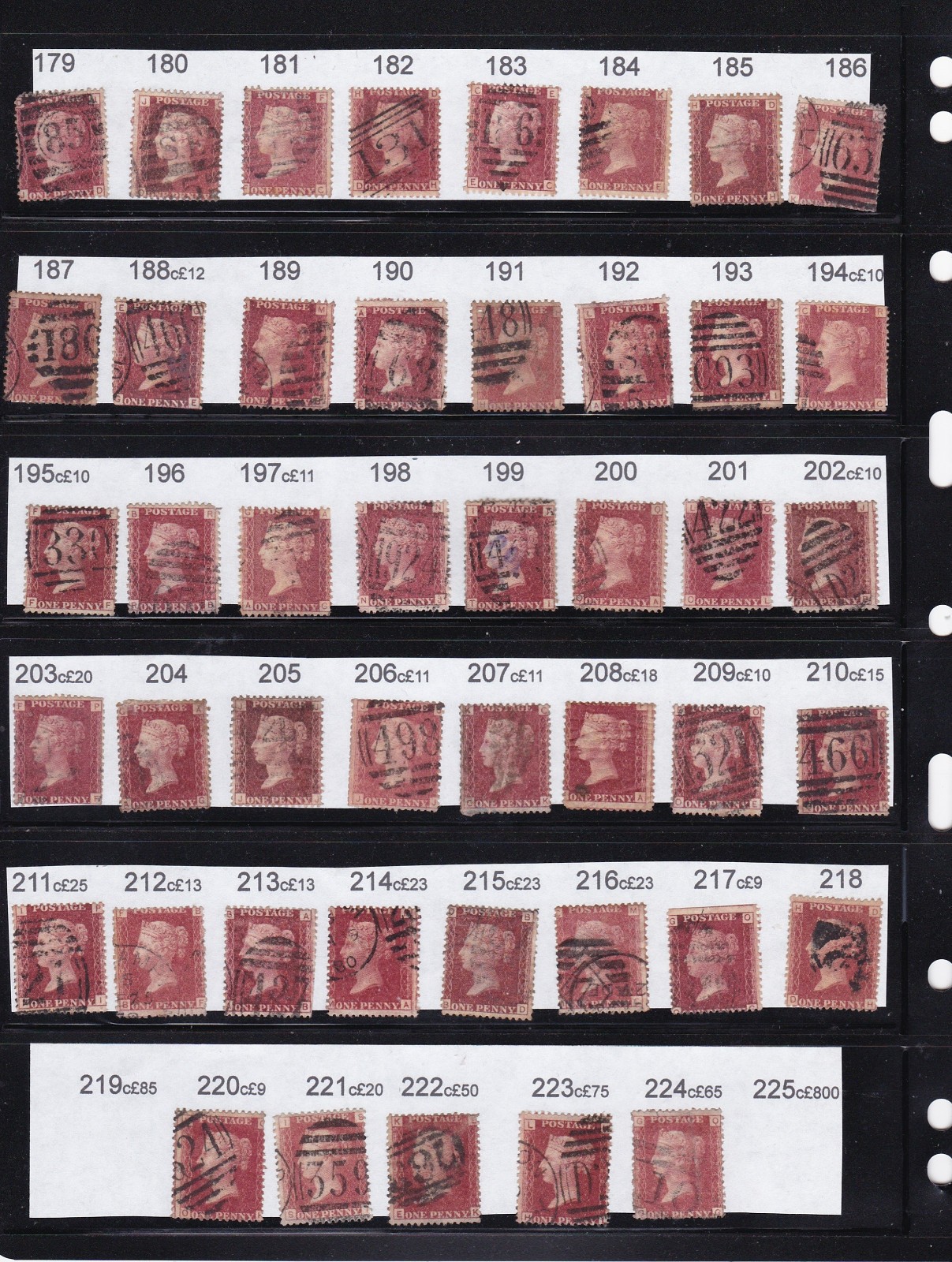 GB Penny Reds Plates pl 97 - 225 (124 stamps with some missing) | eBay UK