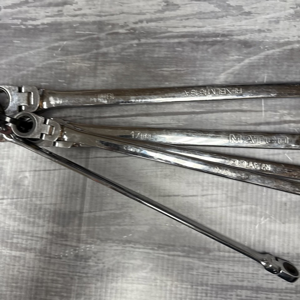 Matco Tools 5 Piece Extra Long Double Flex Ratcheting Wrench Set 8mm ...
