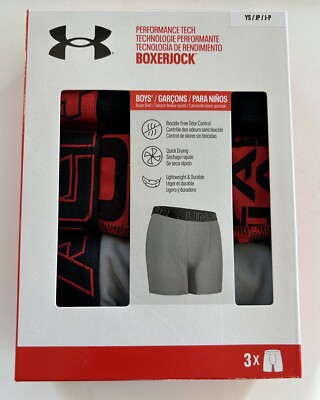Under Armour Boys' Performance Tech Boxerjock Youth Small Boxer Briefs ...