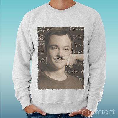 Felpa Man Light Sweater Light Grey " Sheldon Cooper Moustache Mustache ...