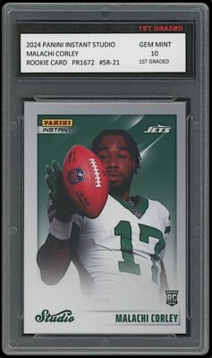 Malachi Corley 2024 Panini Instant Studio 1st Graded 10 NFL Rookie Card ...