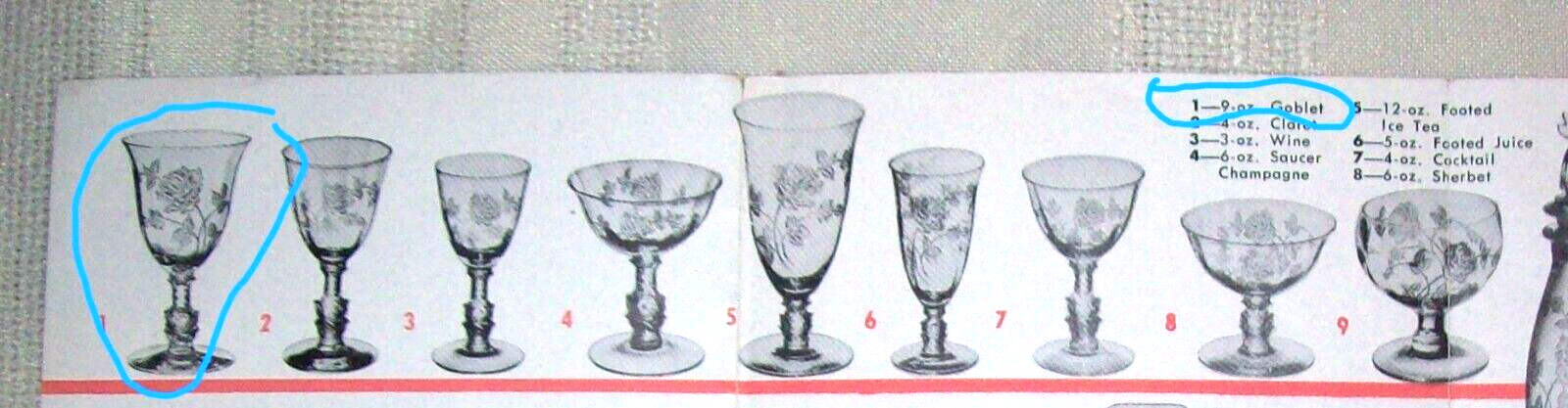 HEISEY CRYSTAL STEMWARE ROSE ETCH PATTERN WATER GOBLET 6 1/2" TALL | eBay