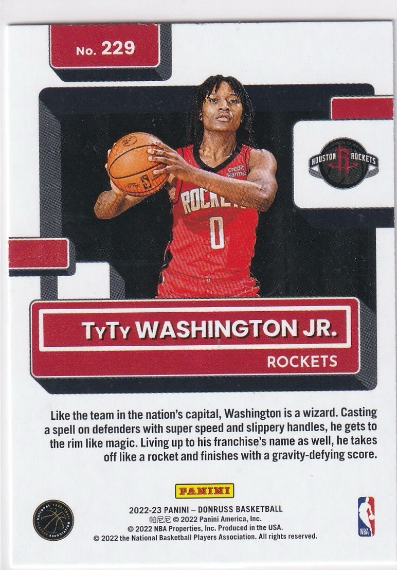 2022-23 Panini Donruss NBA Basketball No. 229 TyTy Washington Jr. Rated ...