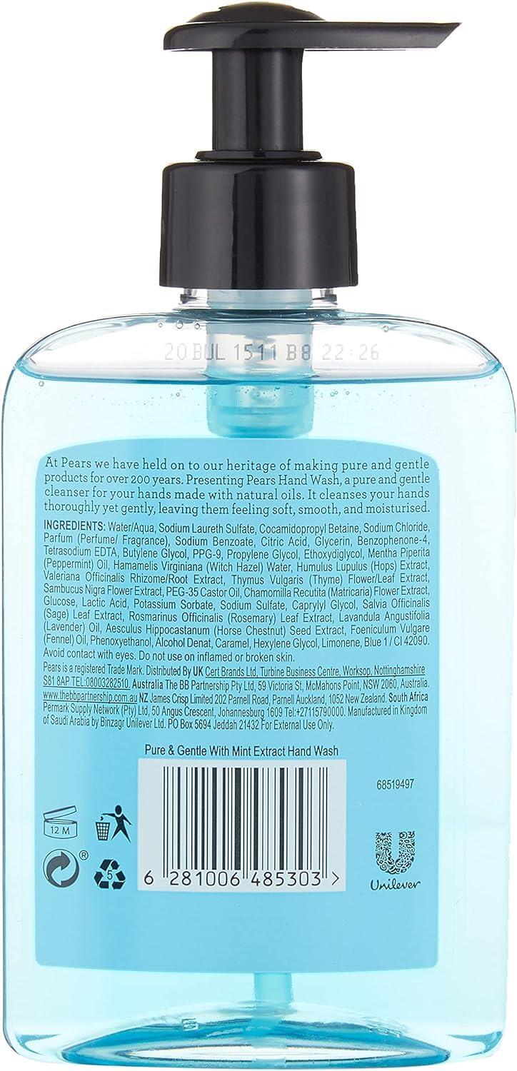 3 X Pears Liquid Hand Wash Soap 250ml Pure & Gentle With MINT Extract ...