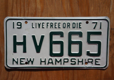 1971 New Hampshire License Plate # HV 665 | eBay