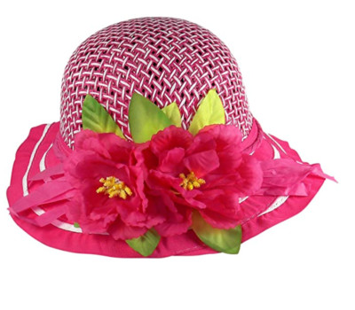 Girl's Tea Party Dress Up Hat Fuchsia 2 Flower Accent Costume HOLIDAY ...