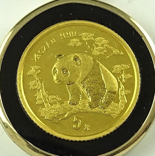 20" mm CHINESE PANDA Coin Pendant In 14k Yellow Gold Plated 925 ...