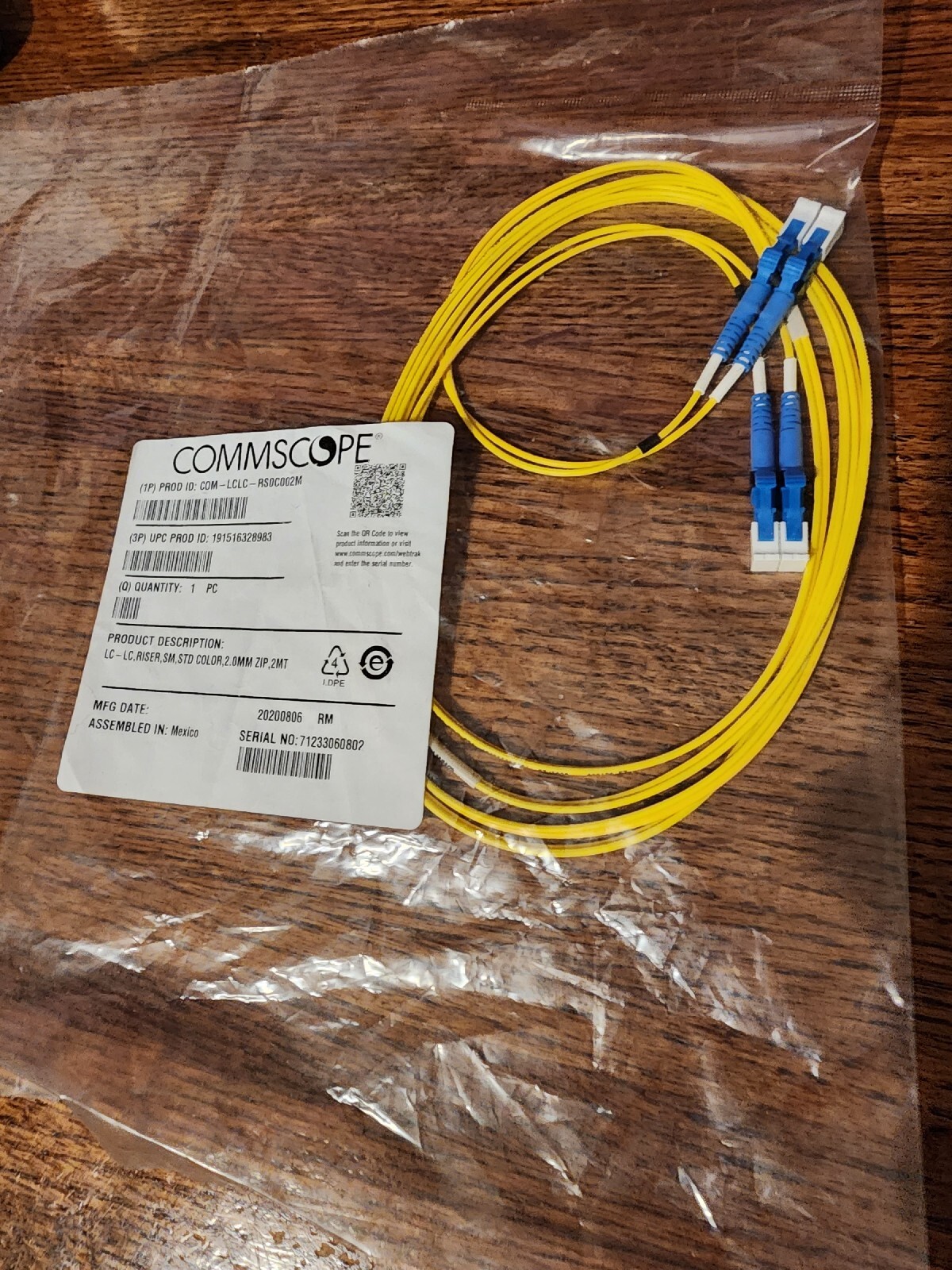 Commscope COM-LCLC-RS0C002M LC-LC RISER SM STD COLR 2.0MM ZIP 2MT ...