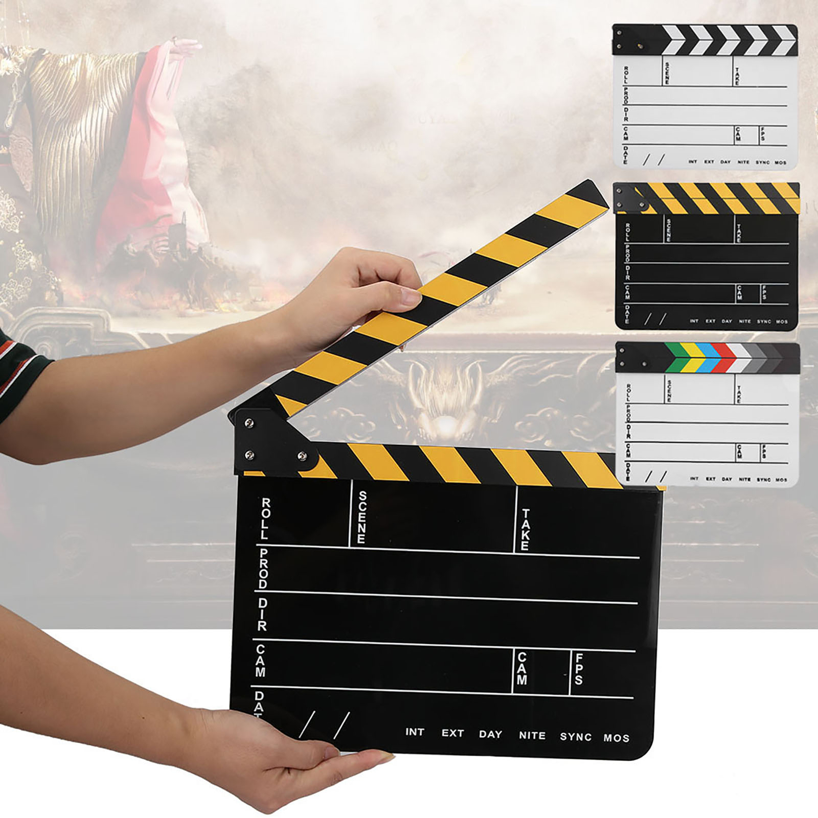 Acrylic Director Scene Clapperboard TV Movie Action Board Film Cut Prop ...