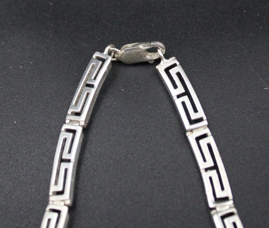 .925 STERLING SILVER 18" Greek Key / Meander Link Chain Necklace, 22 ...