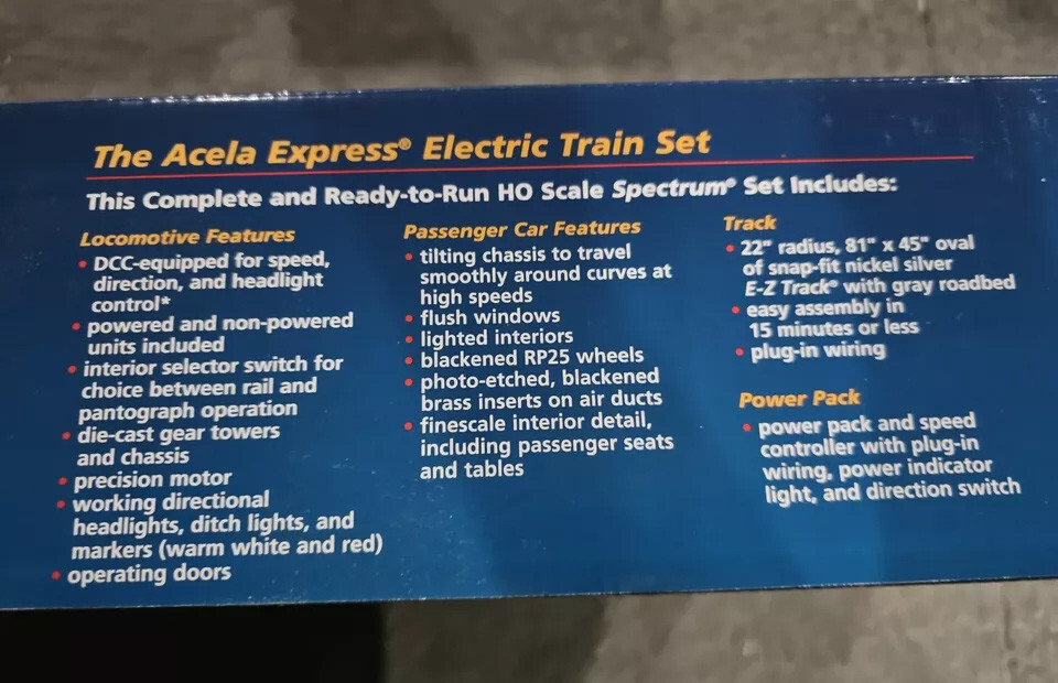 Bachmann Amtrak Acela Express Electric Train Set w/ E-Z Track HO Scale ...