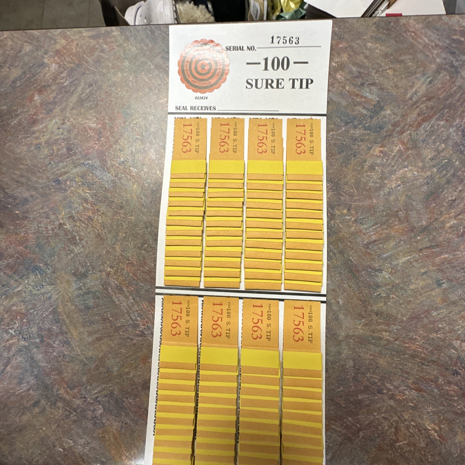 One Dozen # 100 Sure Tip Boards - (1-100) Pull Tabs FREE Shipping USA ...