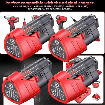 Pack 3.0Ah Replace For MILWAUKEE 48-11-2401 12V Lithium Ion Battery 48 ...