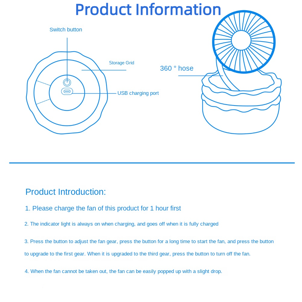 Burger Shaped Creative Small Fan Three Speed Handheld Fan Gift Desk Fan ...