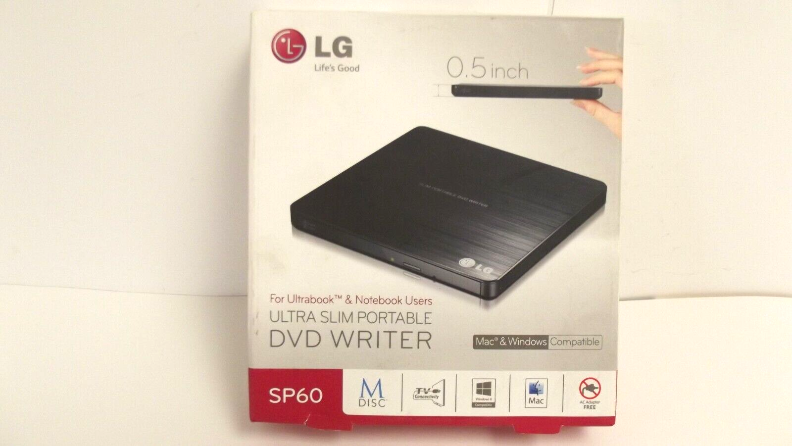 LG Ultra Slim Portable DVD Writer SP80NB60 M-Disc TV Windows & Mac ...