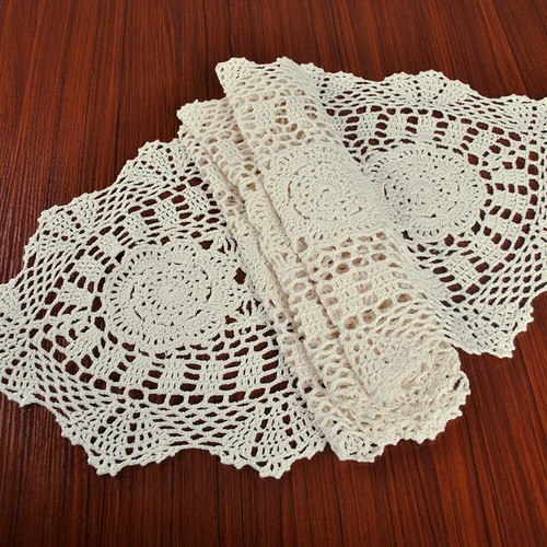 Vintage Hand Crochet Lace Table Runner Mats Doilies Desktop Cover ...