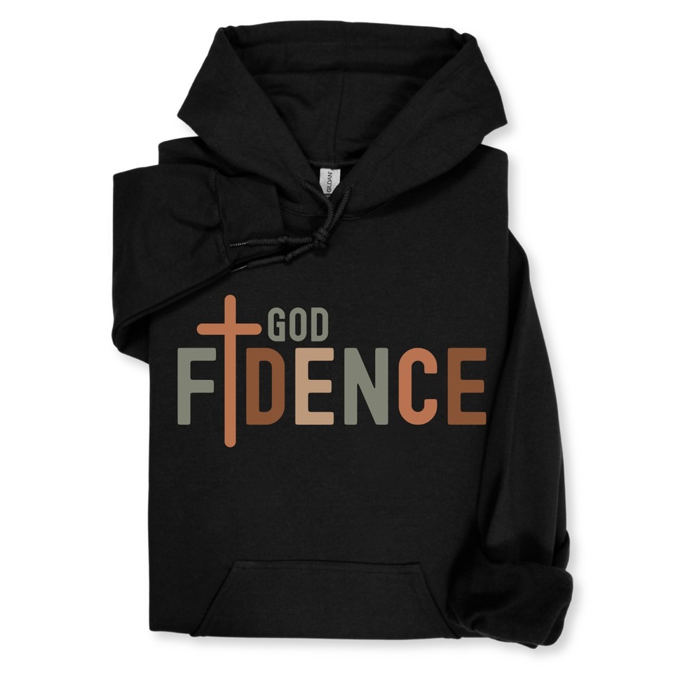 Godfidence Faith Hoodie Christian Sweatshirt Cross Religious Gift ...