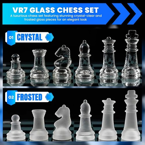 Classic Glass Chess Set - Stylish 32-Piece Board Game, Unique Gift for ...