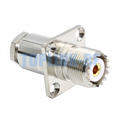 1x UHF SO-239 SO239 Female Flange Panel Clamp Connector for RG5 RG6 ...