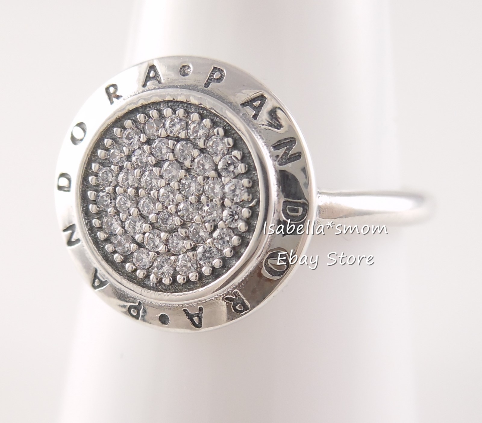 Authentic PANDORA SIGNATURE Pave/Silver LOGO Ring 190912CZ Pick Sz ...