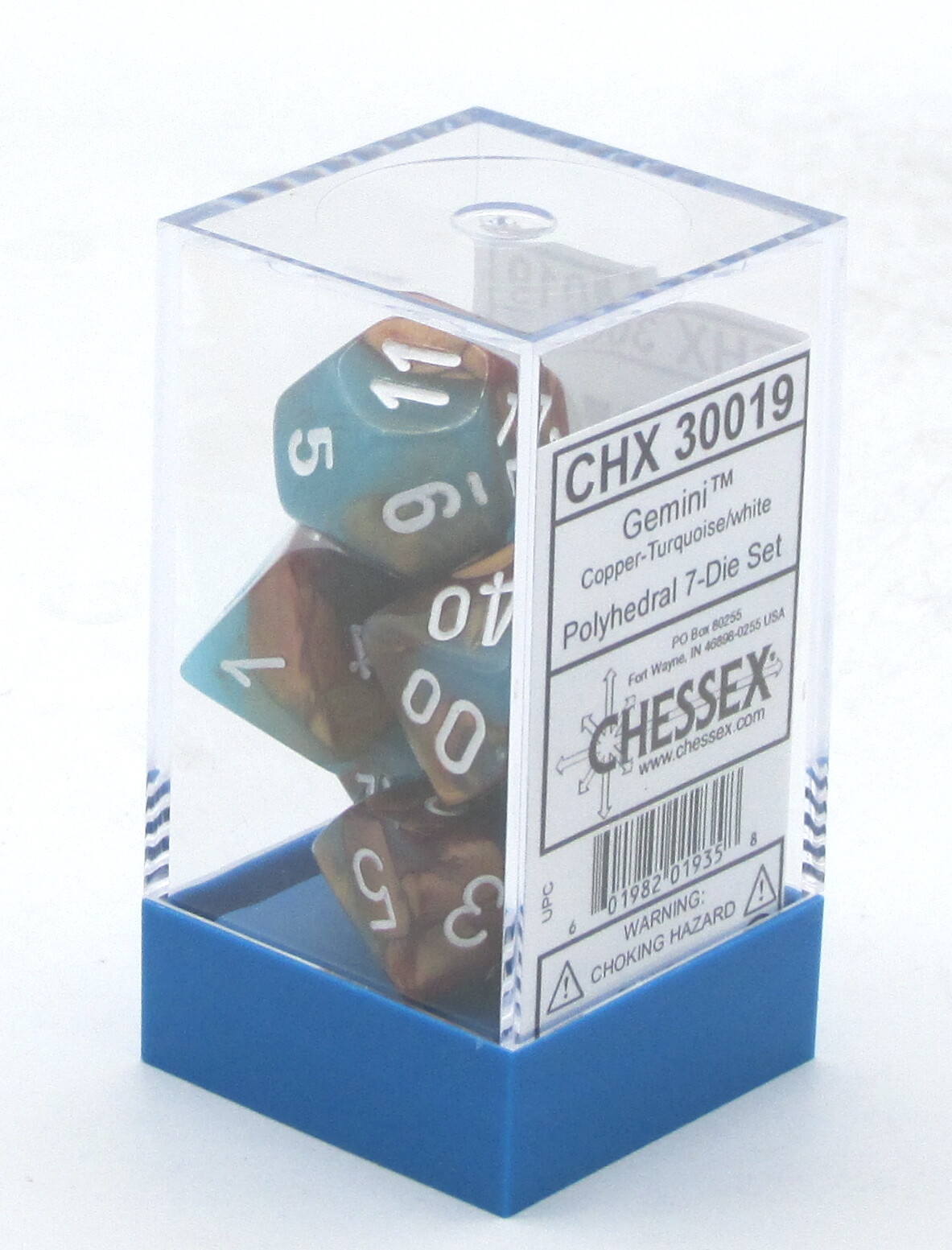 Chessex Lab Dice CHX 30019 Gemini Copper-Turquoise/White (Polyhedral 7 ...
