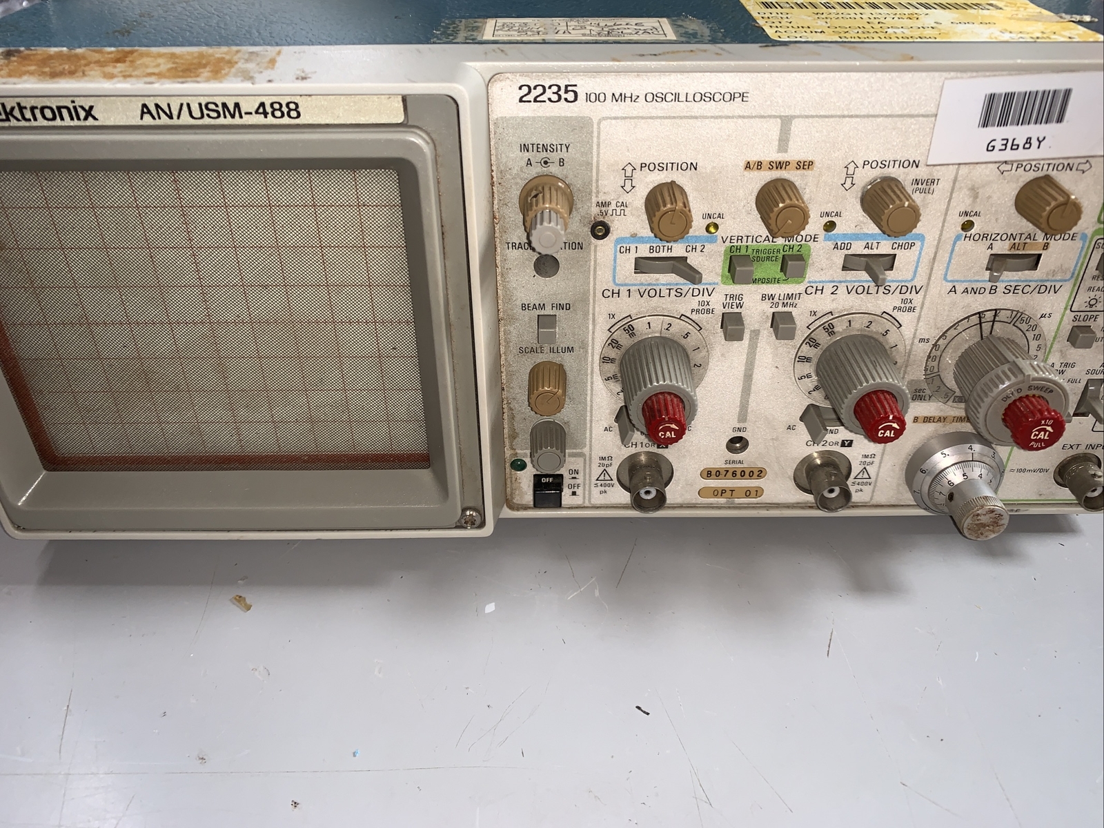 Tektronix 2235 2 Channel AN/USM-488 100 MHz Oscilloscope Option 1 | eBay