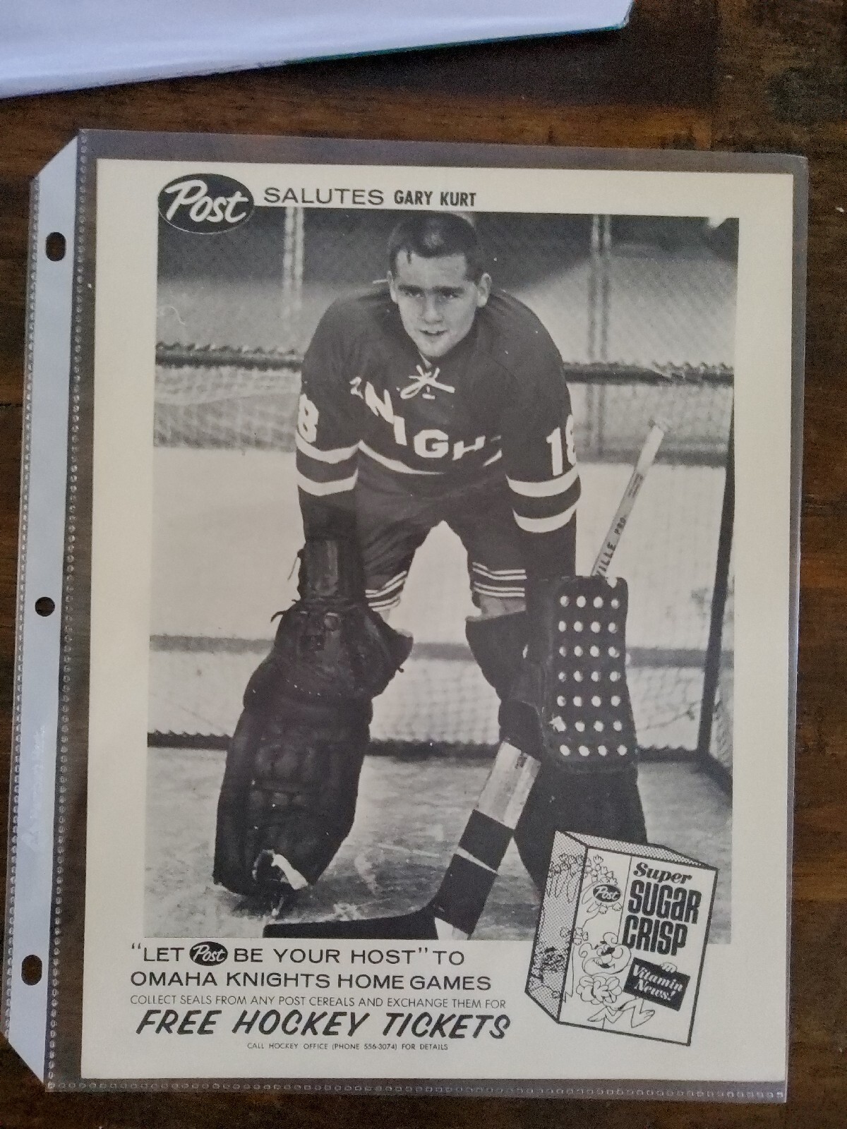 1969 Omaha Knights Hockey Post Cereal Gary Kurt Premium Photo Rare See ...