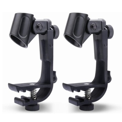 2pcs Adjustable Clip On Drum Snare Mount Microphone Mic Clamps Holder ...