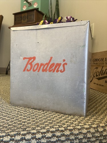 Vintage Front Porch Metal Milk Man Box Borden’s Dairy Bottle Cooler ...