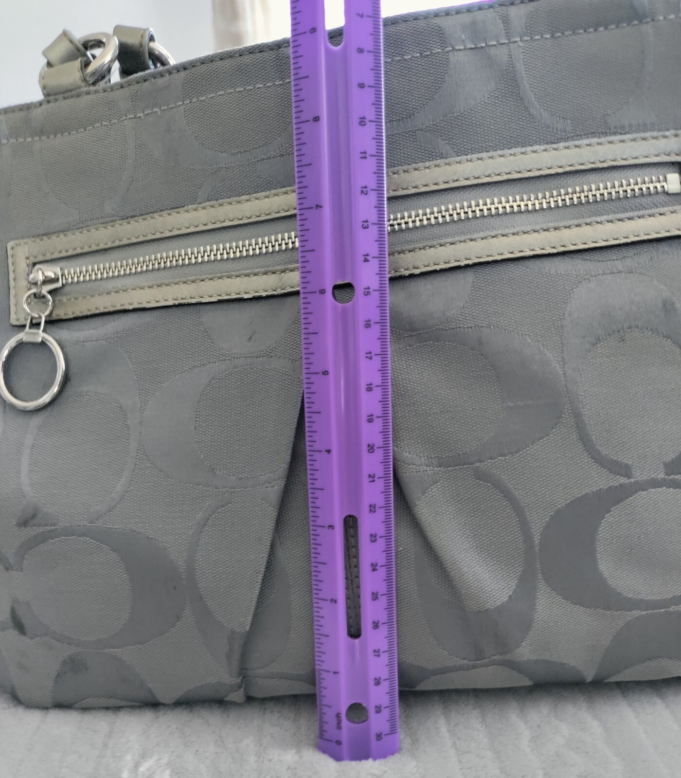 Coach Gray Signature Logo Gabby Tote Shoulder Purse w… - Gem