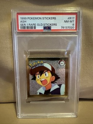 1999 Pokémon Stickers Ash Series 1 Rare Gold Stickers PSA 8 | eBay