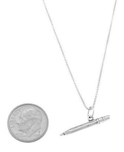 STERLING SILVER PEN - WRITER'S PEN CHARM WITH BOX CHAIN NECKLACE | eBay