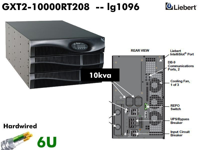 Liebert GXT2-10000RT208 10kva Split Phase 120/240 Online UPS w/Warranty ...